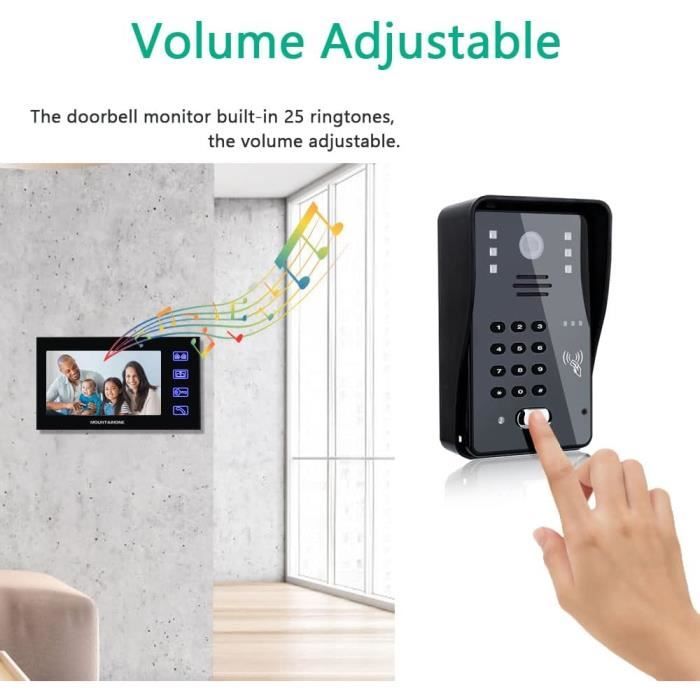 Visiophone Sonnette Filaire,Sonnette Intelligente Avec 7" Lcd Moniteur ...