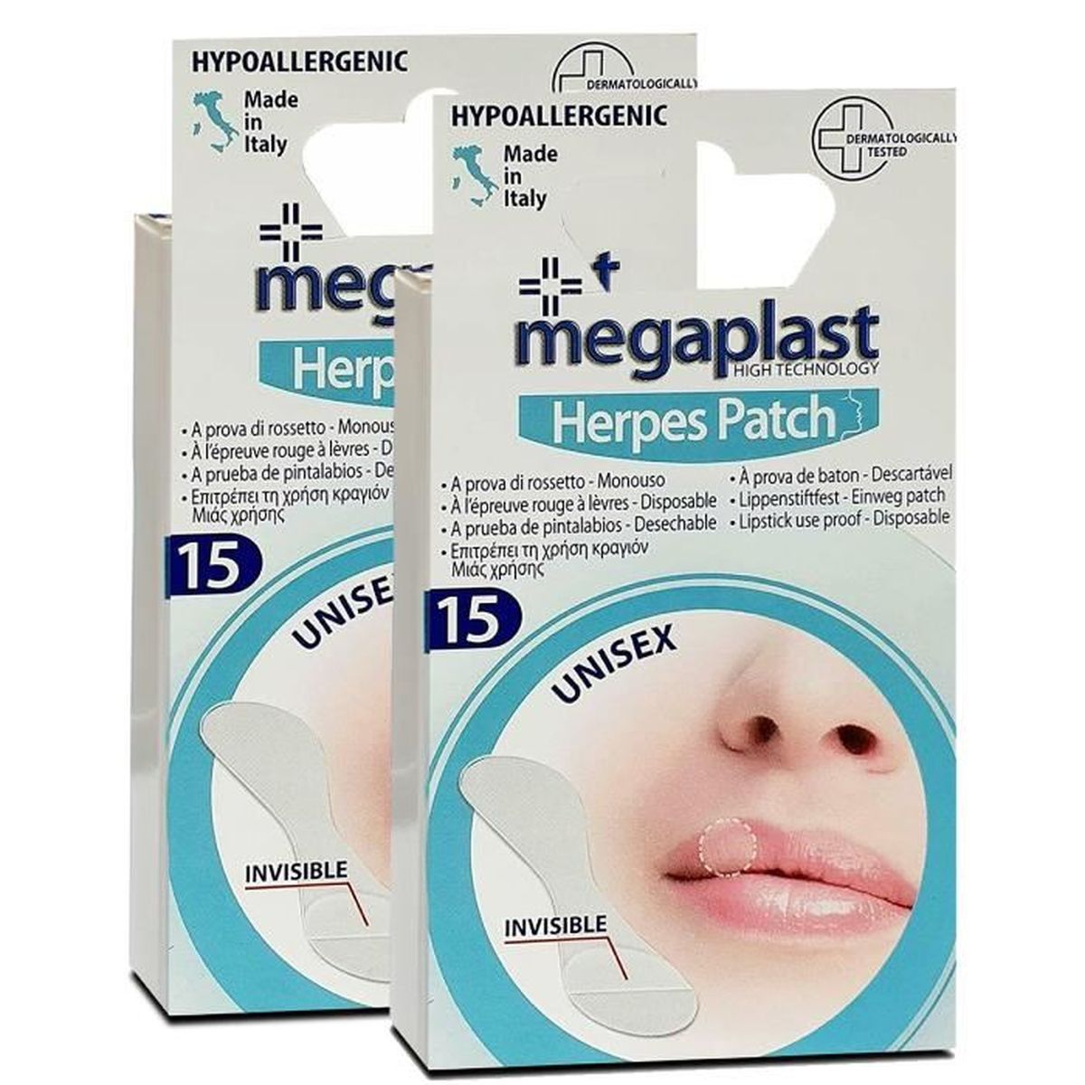 Lot de 2 paquet de 15 patchs herpes, patchs lèvres fièvre, traitement ...