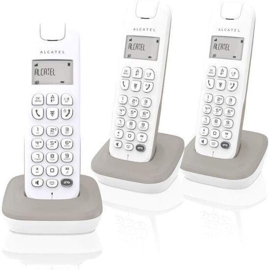 ALCATEL Téléphone fixe D185 VOICE TRIO Blanc/Gris - Cdiscount Téléphonie