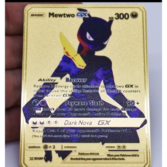 Mewtwo GX Dark Nova Shadow Game Gold Card Collector's Rare Gold Carte ...