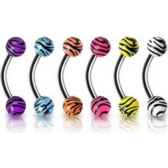 Lot 6 Piercings Arcade TAMARA Tigre Barre Acier Chirurgical Inoxydable ...