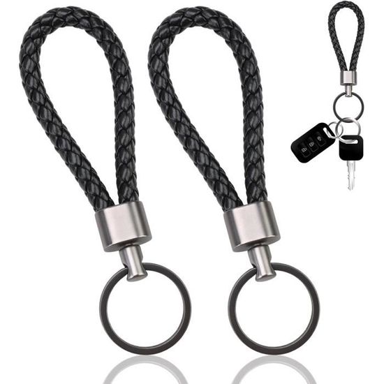2 Pièces Porte-Clés En Cuir Tressé, Porte Clef Cuir Tressée Avec Anneau ...