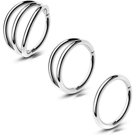3Pcs Helix Piercing Ring Hoop 16G Tragus Earring 316L Stainless Lip ...