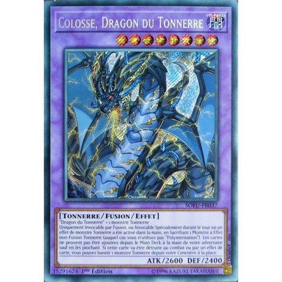 Carte YU-GI-OH SOFU-FR037 Colosse, Dragon du Tonnerre Secret Rare NEUF FR - Cdiscount Jeux - Jouets