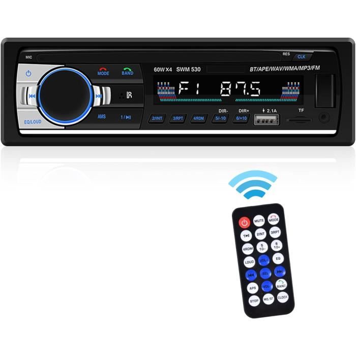 Autoradio Bluetooth 1 Din Avec Fm Bluetooth Mains Libres Radio Stéréo Double Usb Mp3 Sd-Aux ...