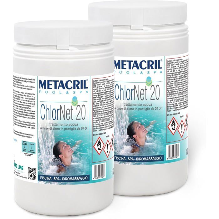 Metacril Chlor Net 20, pastilles de Chlore 20gr, pour Piscine et ...