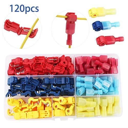RUNCCI 120Pcs Connecteur de fil T-Connector, connecteur rapide de cosse électrique, connecteur ...