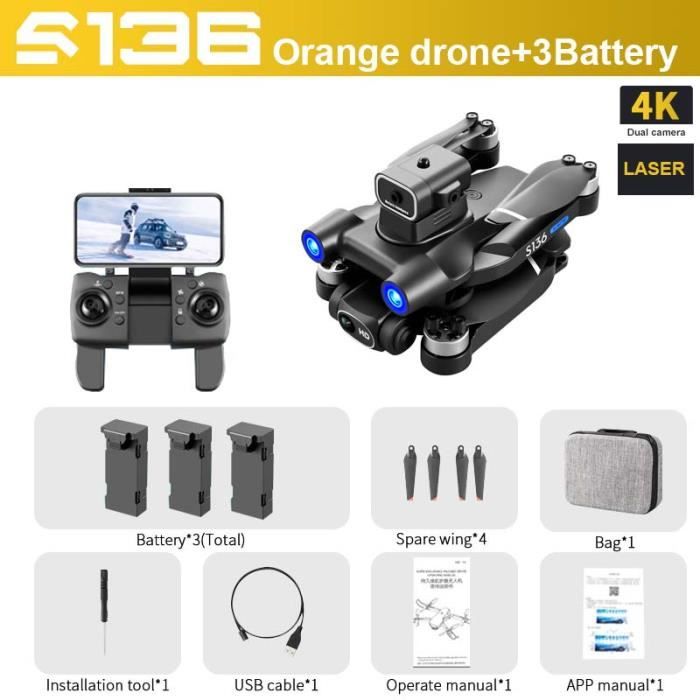 4K-Laser-DualC-3b-Kohr S136 Gps 4k Caméra Drone Photographie Aérienne Professionnelle Sans ...