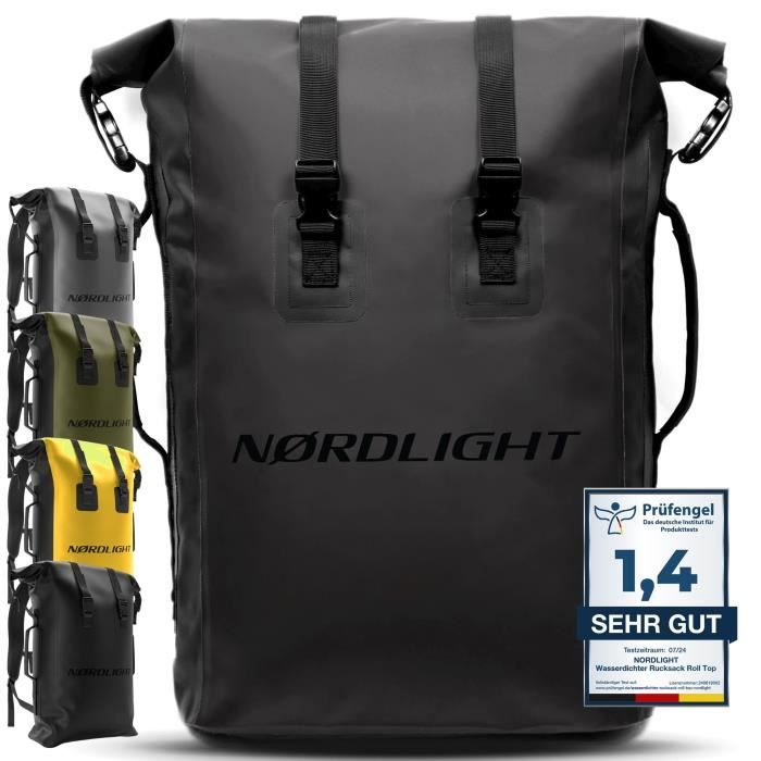 Nordlight Dry Bag 35l - (Schwarz) Roll Top Rucksack mit gepolstertem ...