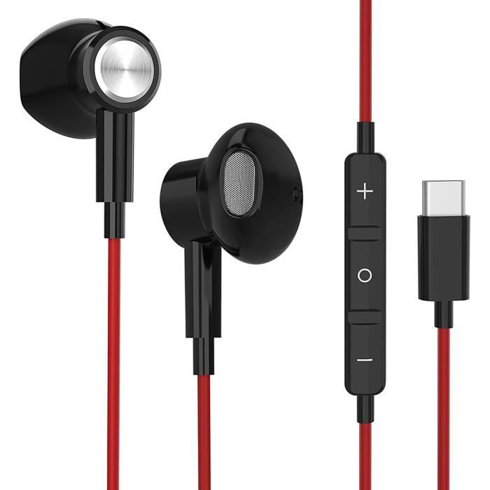 Écouteurs USB C - Écouteurs stéréo HiFi avec Micro et contrôle du ...