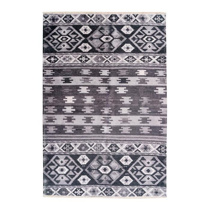 Tapis ethnique extérieur et intérieur berbère Malawi 75x150 Gris - Cdiscount Maison