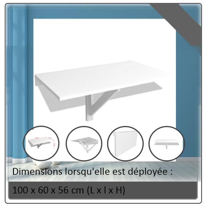 Yuehuuroom® Tables pliantes Table murale rabattable 100 x 60 cm Blanc ...