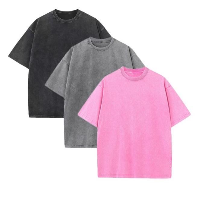 Lot de 3 Tee Shirts Homme Effect usé En coton Col rond Manches courtes ...