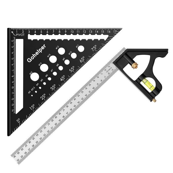 Equerre Menuisier 180 mm équerre Combinaison 300 mm Metal règle équerre ...