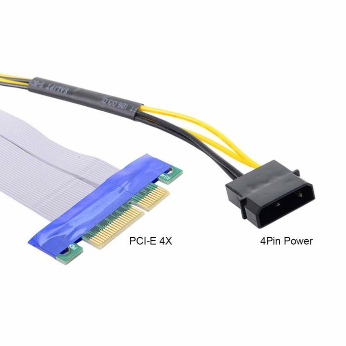 Carte Pci-E Express 4X À 16X Avec Carte De Montage Avec Câble D'Alimentation 4 Broches Pci ...