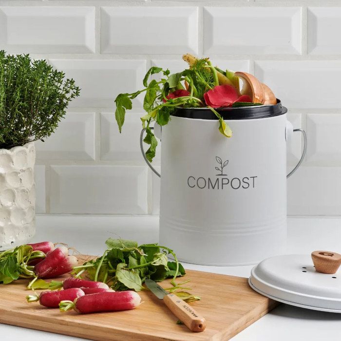 Seau à Compost - GUILLOUARD - 8L - Blanc - Filtre anti-odeur - Trous d ...