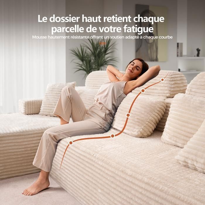 Canapé d'angle réversible avec méridienne, canapé modulairee dossier ...