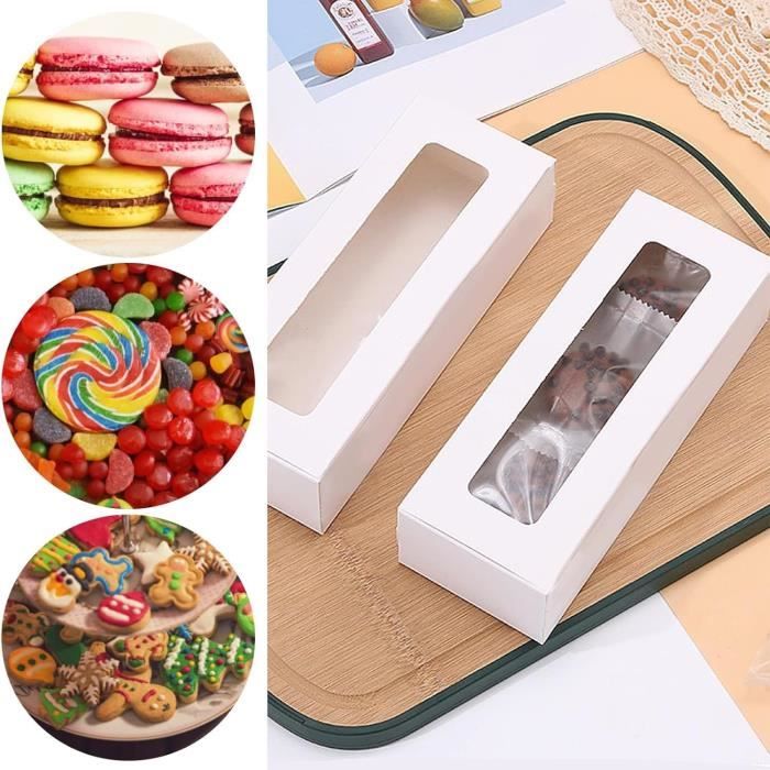 20Pcs Blanc Boîte Macaron Pour Biscuits, Macarons Fenêtre Transparente ...