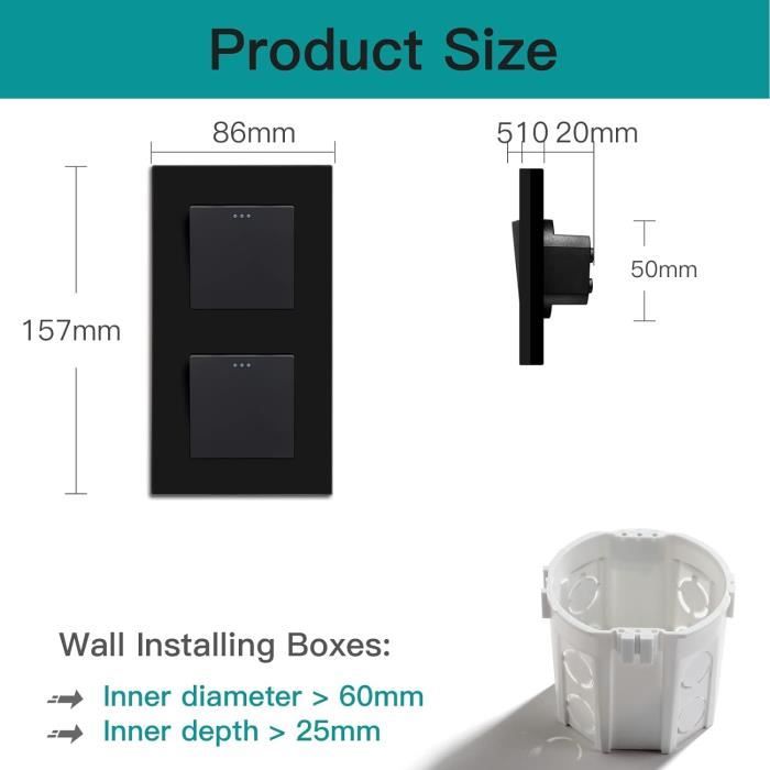 Double Interrupteur Verre 1-Gang 1-Voie Interrupteur De Pare Brise ...