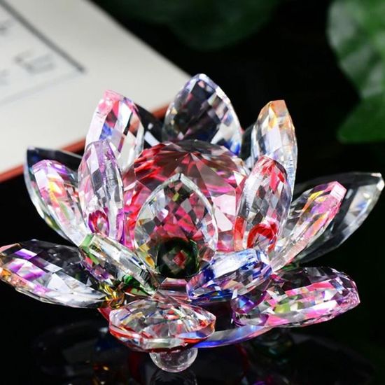 Statue deco,Fleur de Lotus en cristal de Quartz 60mm,artisanat en verre ...