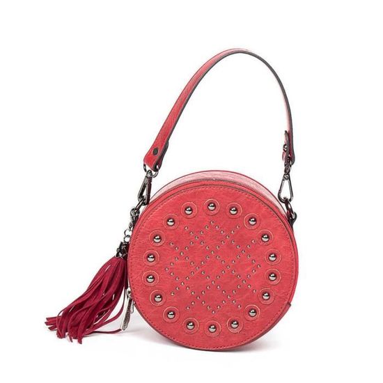 Sac rond Les Tropéziennes Fernie Rouge déco losange rivet (Rouge ...