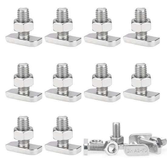 Lot de 10 Vis à Tête de Marteau M8 x 20, Vis à Tête Marteau en Acier Inoxydable A2, Boulons en T ...