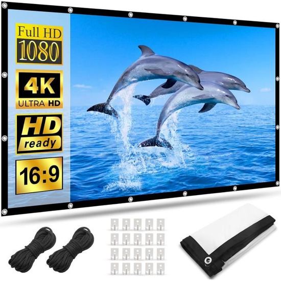 Ecran Projecteur 120 Pouces,Ecran de Projection Avant et Arriere Toile ...