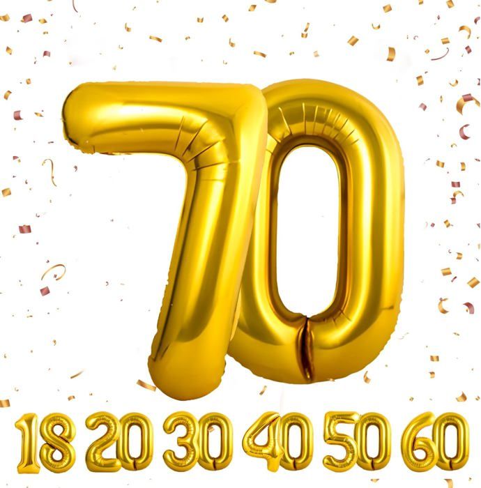 Ballons Anniversaire 70 Or 100cm Ballon Chiffre 70 Numéro 70 - Happy Birthday Decoration Ballons ...