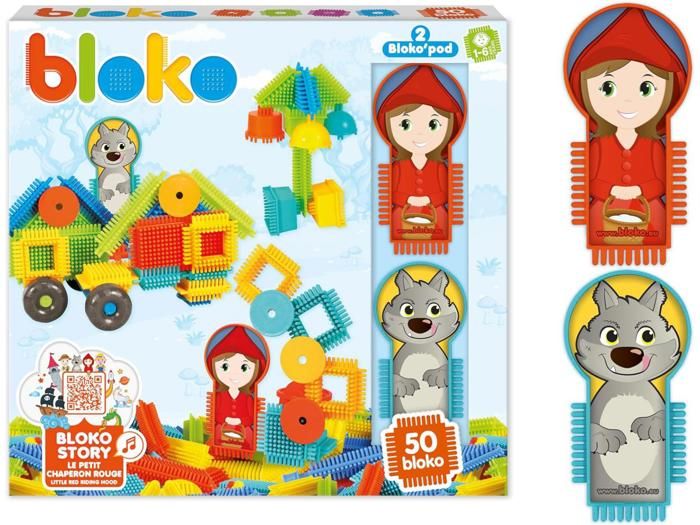 Boîte de 50 blocs Bloko et 2 figurines du Petit Chaperon Rouge ...