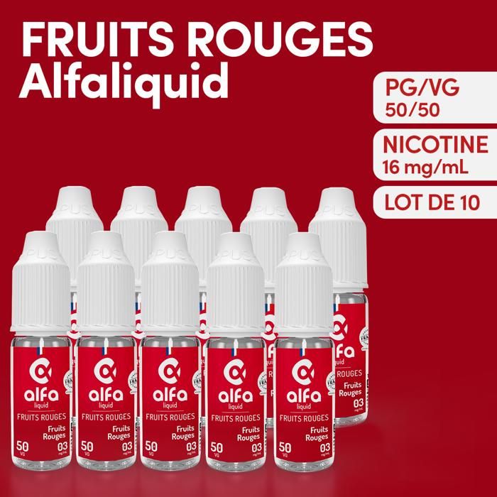 E-LIQUIDE FRUITS ROUGES ALFALIQUID 16MG NICOTINE 10ML LOT 10 ...
