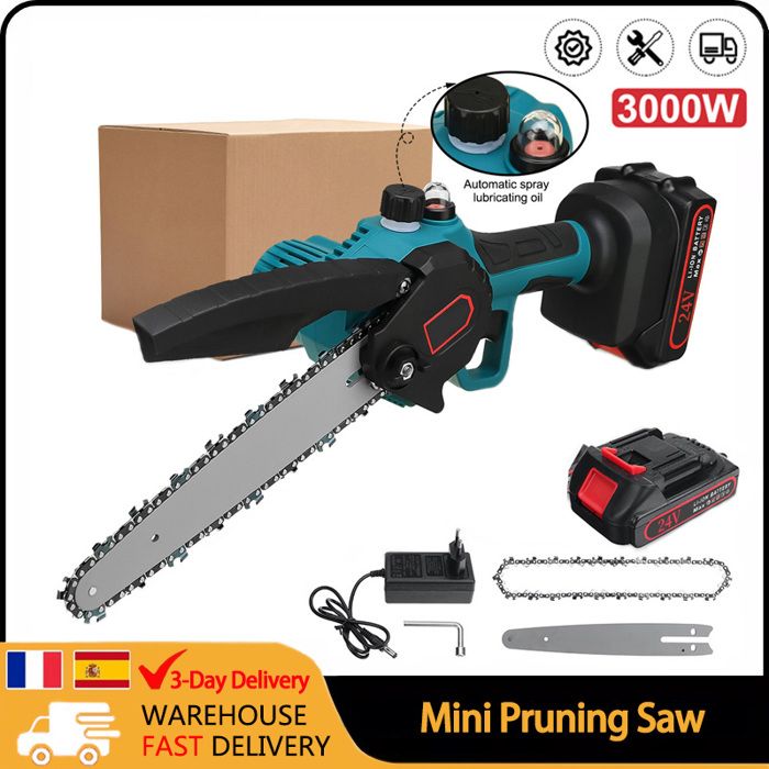 Mini scie à élaguer électrique, tronçonneuses avec microphone, batterie ...