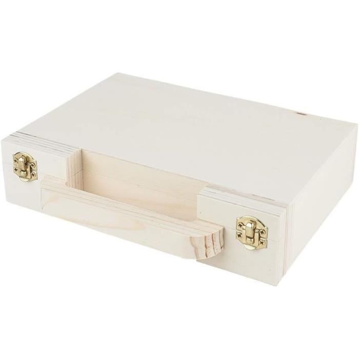 Mallette En Bois - 20,6 X 16,5 X 5 Cm - Avec 2 Fermoirs Métalliques ...