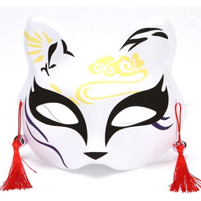 Japanese Wind Cos Half-face Cat Mask Cat Mask Anime Fox Dark Cosplay ...