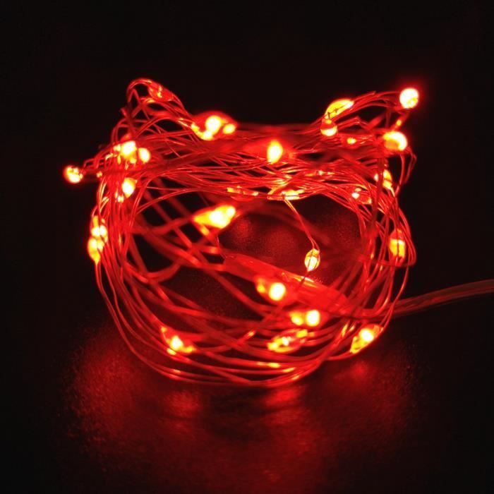 5m 50leds Rouge Guirlande lumineuse de noël à LED, 10 pièces, fil de ...