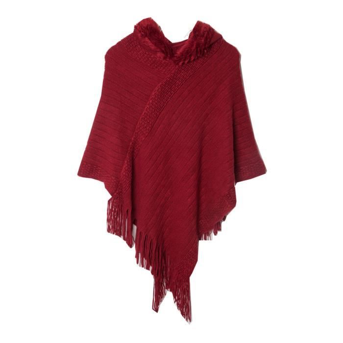 Pull Poncho En Tricot Chale Pour Femme-Cape A Capuche A Capuche A ...