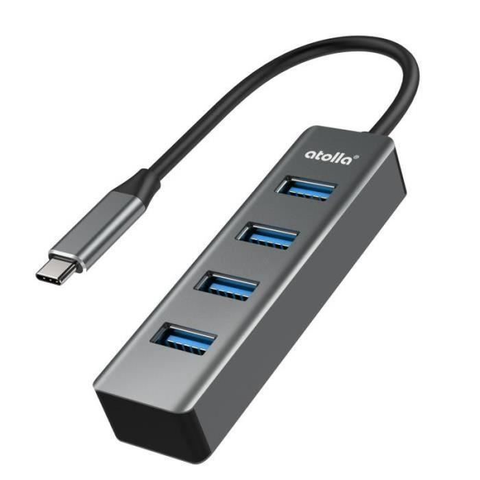 Atolla Adaptateur C Hub USB USB C vers 4 Ports Multiprise USB en Aluminum pour Transfert de ...