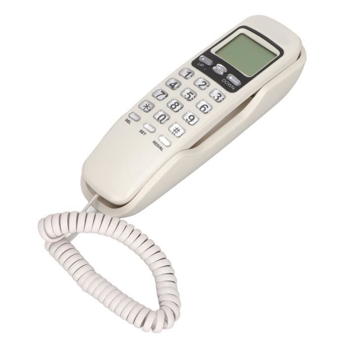Fdit Téléphone filaire KX‑T333CID Téléphone mural filaire multifonction rétro avec écran LCD ...