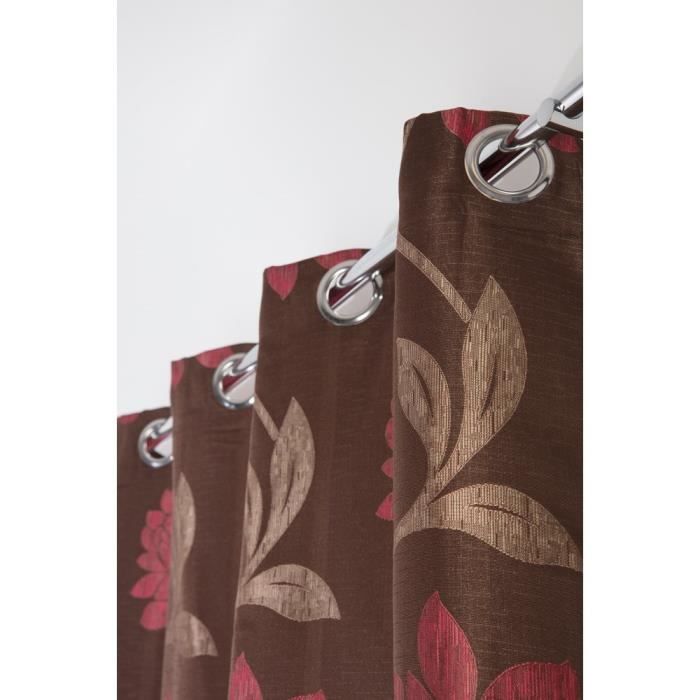 Rideau Chic Tamisant 140 x 260 cm à Oe illets Motif Floral Jacquard ...