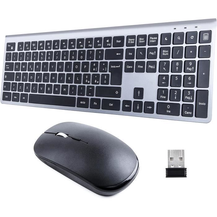 Kit Clavier Sans Fil Avec Souris Sans Fil Rechargeable Bluetooth Pour ...
