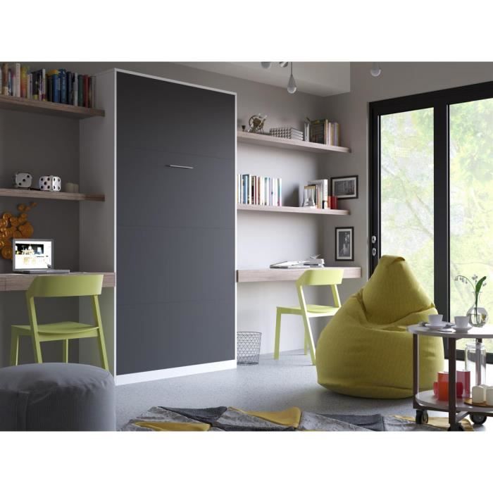 SMARTBett Basic 90x200 verticale blanc/anthracite avec ressorts à gaz ...