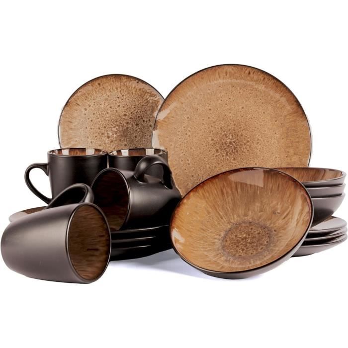 Jay Hill Service de table Pulau marron 16 pièces168 - Cdiscount Maison