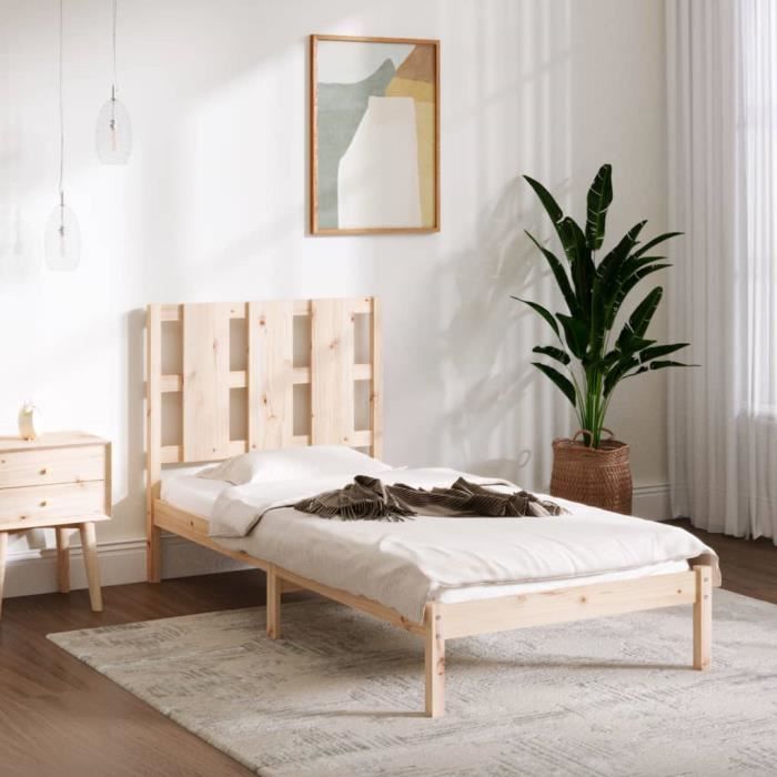 TRU Structure de Lit pour Matelas 90 x 200 cm, Lit Simple en Bois de ...