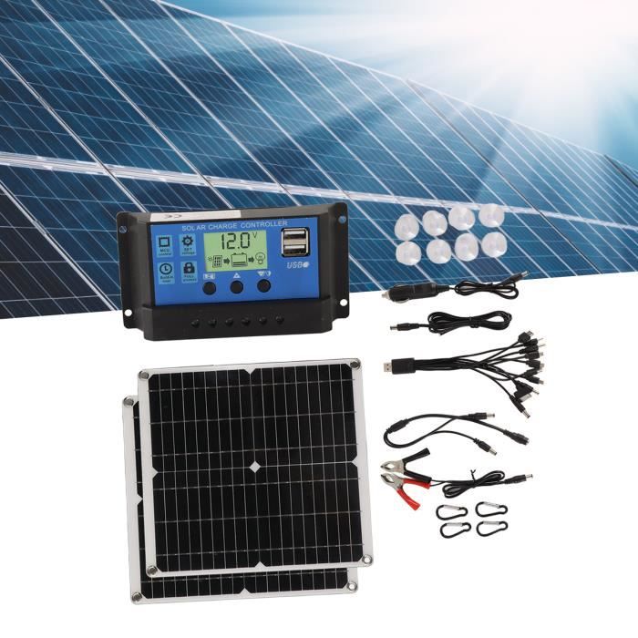 Zerone Kit de panneau solaire portable Kit de panneau solaire 50W Panneau solaire 60A Ensemble ...