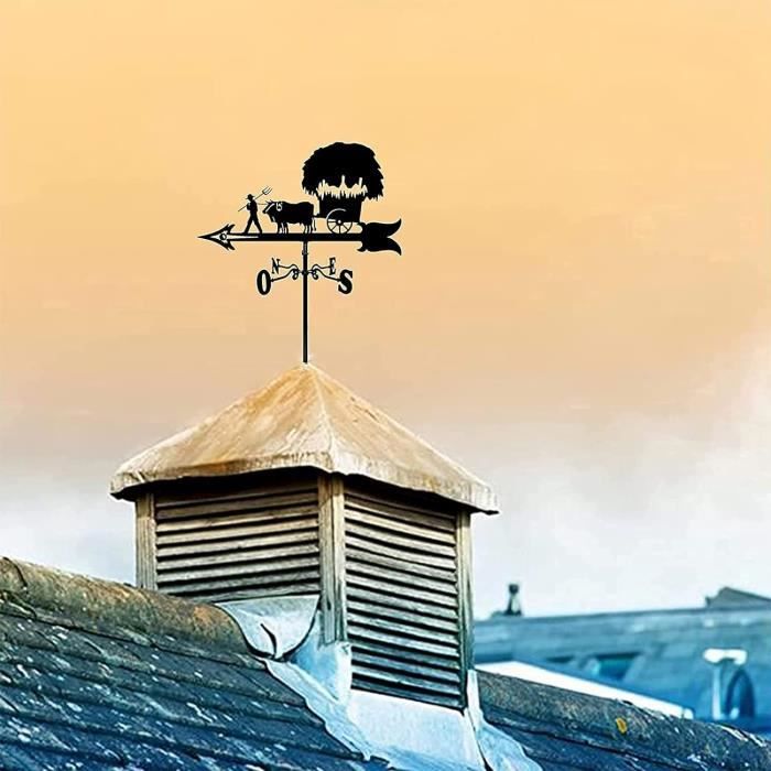 Girouette Classique D'Extérieur Vieil Homme Et Vache Girouette En Métal ...