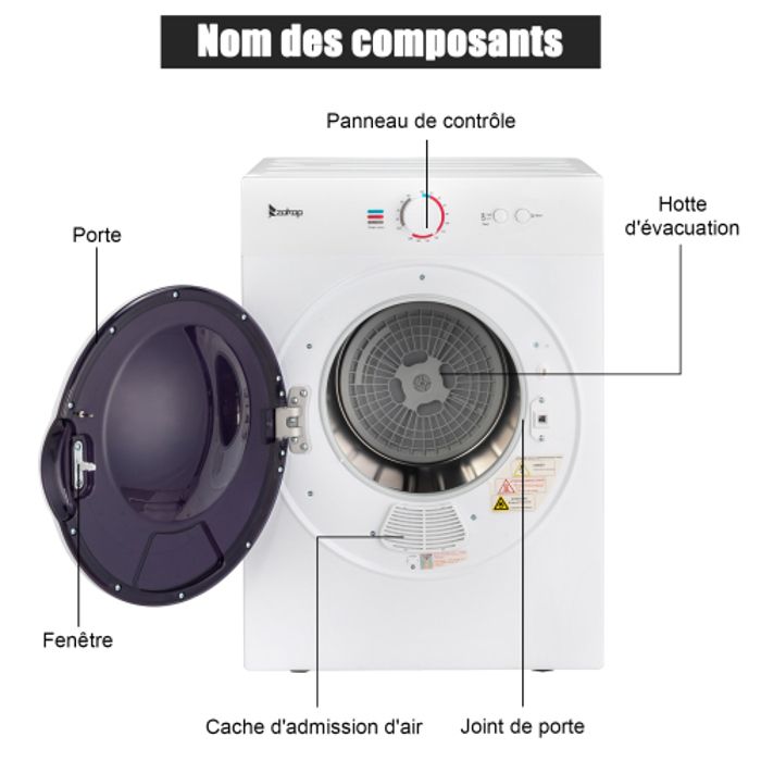 Sèche-linge - Compact 1020 W - pour 3 kg de linge - 49×47.5×69CM ...