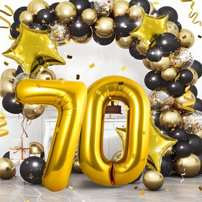 Ballons Anniversaire 70 Or 100cm Ballon Chiffre 70 Numéro 70 - Happy Birthday Decoration Ballons ...