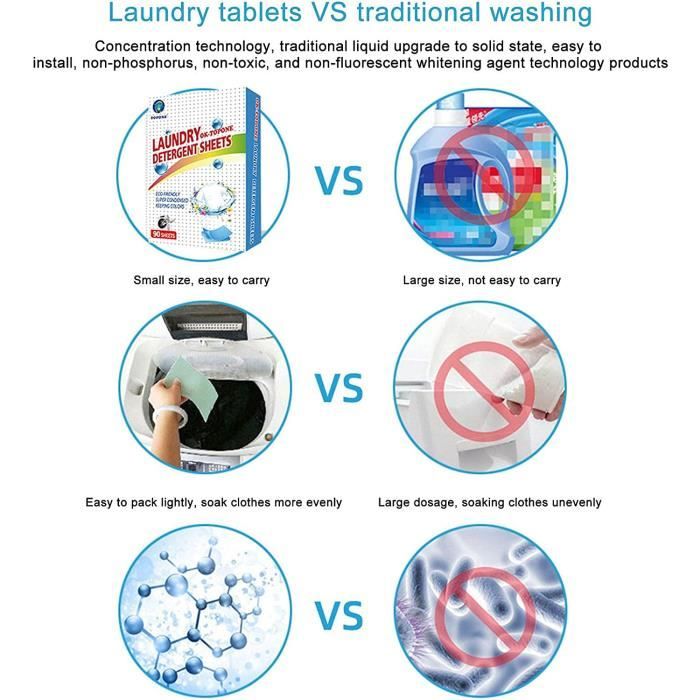 Feuilles De Détergent À Lessive Concentré, 90 Pièces Feuilles De ...