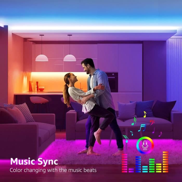Ruban Led 5M, Led Chambre Rgb De Musique, Bande Led Multicolore ...