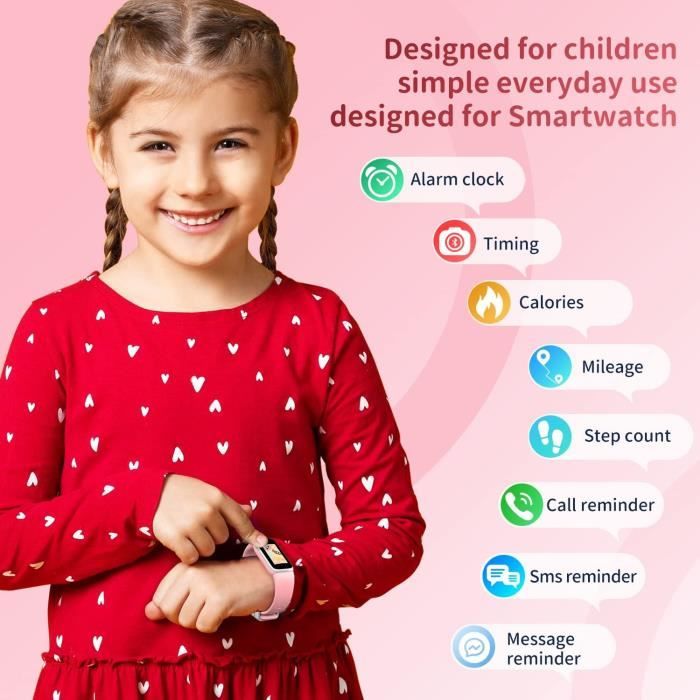 Montre Connectée Enfant Sport Smartwatch - Etanche Ecran Tactile Fille Connectee Bracelet Garcon ...