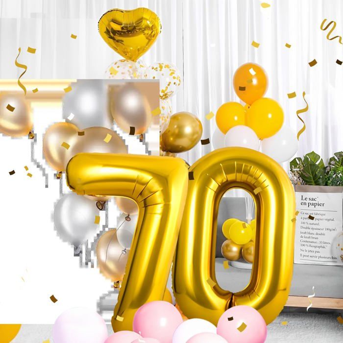 Ballons Anniversaire 70 Or 100cm Ballon Chiffre 70 Numéro 70 - Happy Birthday Decoration Ballons ...
